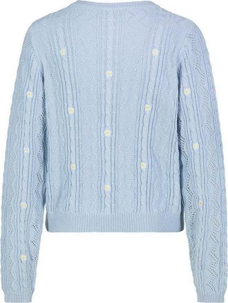 Eight2Nine Strickpullover Damen Strickpullover cropped mit verspielter Stick Pullover langarm, Rundhalsausschnitt