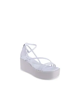 Calvin Klein Leather Platform Sandal - White
