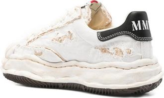 Miharayasuhiro Distressed Cotton-Leather Sneakers - White