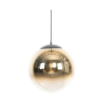 QAZQA Pallon - Suspension - 1 lumière - ø 33 cm - Noir et Or - Art Deco - éclairage intérieur - Salon i Chambre i Cuisine i Salle à manger - Qazqa