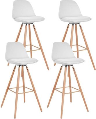 IDMarket Idmarket - Lot de 4 tabourets de bar sara blanc