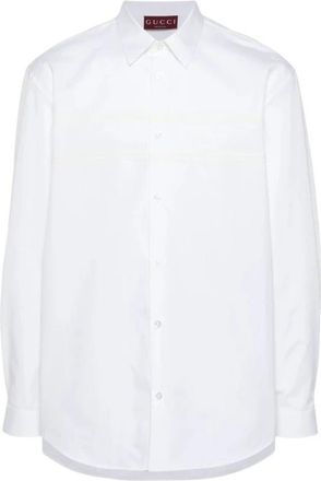 Gucci Logo-Applikation Baumwollhemd - - Shirts - Herren - Wei&szlig; - XL