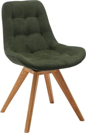 CARRYHOME Stuhl, Olivgrün, Textil, Wildeiche, massiv, konisch, 56x84x63 cm, Stoffauswahl, Sitzfläche 180° drehbar, automatische Rückholfunktion