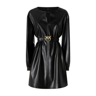 Pinko Sfumato Kleid aus Kunstleder - - Dresses - Damen - Schwarzk - M