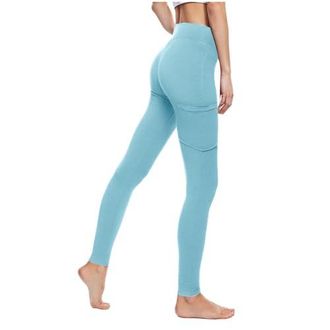 Generic Legging extensible pour femme - Pour entra&icirc;nement, course &agrave; pied, gym, fitness, gym, taille haute - Contr&ocirc;le du ventre, bleu ciel, XXL