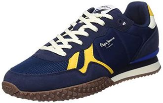 Pepe Jeans London Holland Retro, Baskets en Cuir Bleu Marine