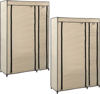 vidaXL Faltschr&auml;nke 2 Stk. Creme 110x45x175 cm Stoff Vidaxl