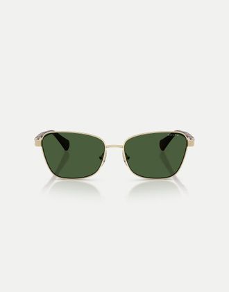 Ralph Lauren lunettes de soleil asym&eacute;triques avec verres verts en or p&acirc;le brillant-Dor&eacute;
