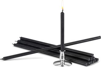 NKlaus Kerzenhalter + Ritualkerzen schwarz Tropffrei L 29cm Premium Paraffinwachs 40065