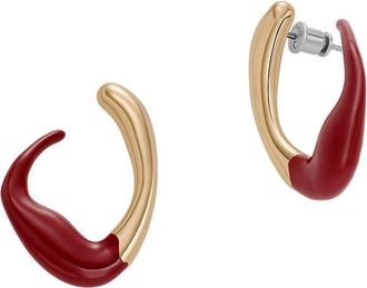 Skagen Damen-Hängeohrringe Liquid Metal Edelstahl Emaille goldfarben cranberryfarben, SKJ1766710