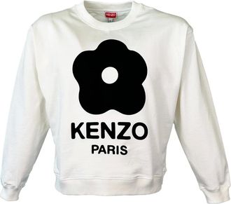 Kenzo Femme, Sweatshirts et sweats &agrave; capuche, Blanc, Taille: 38 FR SweaT-shirt ras du cou avec imprim&eacute; logo