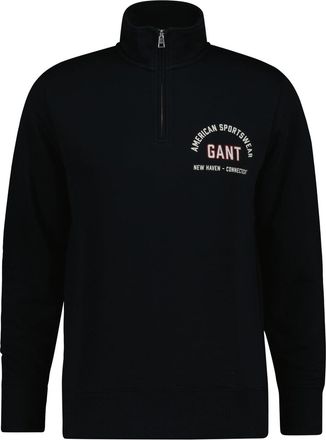 GANT Herren Printed Graphic Half Zip Sweatshirt, Black, M