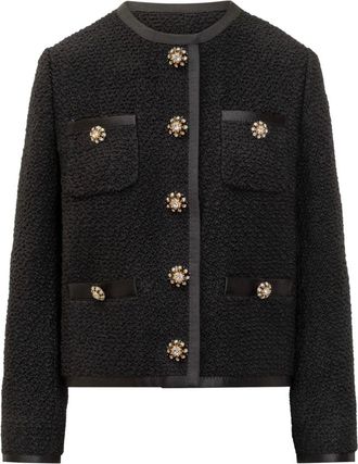 Dolce & Gabbana Femme, Vestes, Noir, Taille: 38 FR Veste Courte en Tweed Boucl&eacute;