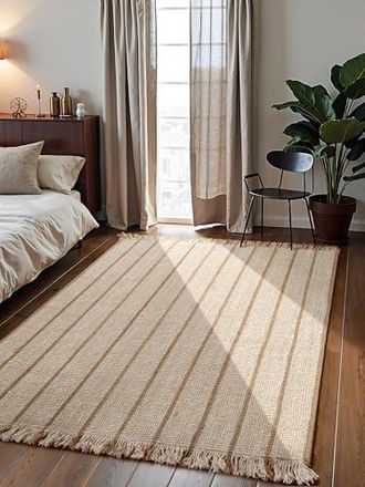 Elle Elle Decoration Juteteppich Sierra - Natur Wohnzimmerteppich aus 100% Jute, Handgewebt & Nat&uuml;rlich, Boho Naturfaser Teppich f&uuml;r Wohnzimmer, Schlafzimm