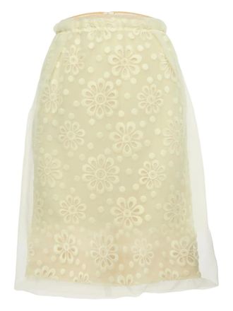 Louis Vuitton minijupe &agrave; fleurs brod&eacute;es - Jaune