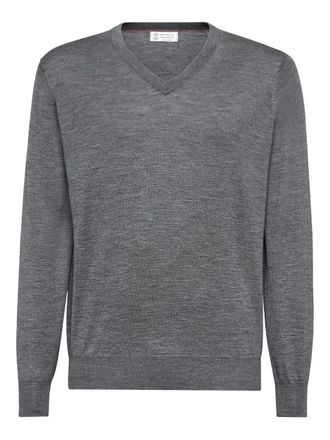 Brunello Cucinelli v-neck knit jumper - Gris