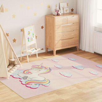 vidaXL Kinderteppich Rosa 160x230 cm Einhorn Waschbar Rutschfest Vidaxl