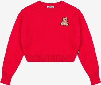 Moschino Pull crop en coton et laine mélangés - Rouge