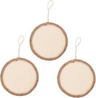 Heallily 3Pcs Ronde Cadre Photo en Bois Mur Collage Tenture D&eacute;coration de La Maison pour Les Gar&ccedil;ons Filles Enfants Beige 20Cm