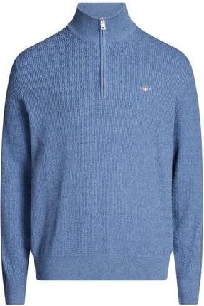 GANT Pull mailles côtelées à col montant zippé en coton