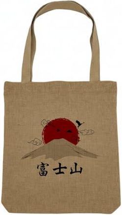 Fabulous Sac Shopping Tote Bag Aspect Lin - Mont Fuji Japon Asie Culture Art - Sac de Courses Toile Epaisse 360g Beige Naturel Cabas Port&eacute; Epaule Solide Imprim