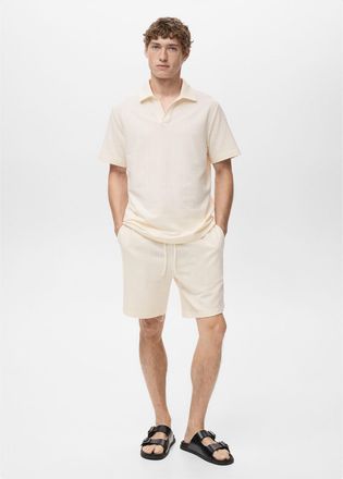 Mango Bermuda coton seersucker cordon écru - Homme - XXL - MANGO MAN