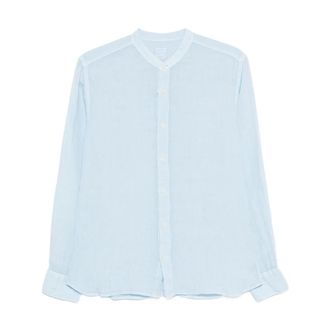 120% Lino Hemdkragen Leinenhemd - - Shirts - Herren - Blau - L