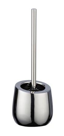 WENKO WC-Garnitur Mod. Badi Chrom gl&auml;nzend, hochwertige Keramik mit Metallic-Oberfl&auml;che, inkl. WC-B&uuml;rste mit Silikon-B&uuml;rstenkopf und Anti-Haft-Wirkung