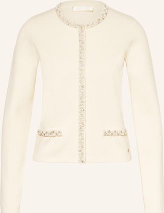 Guess Strickjacke Mit Schmucksteinen Und Schmuckperlen weiss