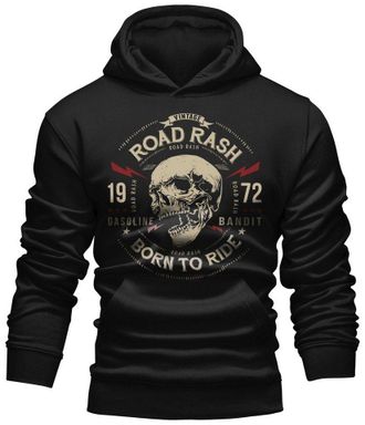 Gasoline Bandit Kapuzensweatshirt f&uuml;r Biker, Racer, Motorradfahrer: Road Rash - Born to Ride Print