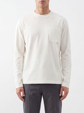 Jil Sander T-shirt &agrave; manches longues en coton avec poche plaqu&eacute;e