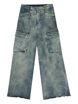 Rick Owens jean cargo &agrave; bords francs - Bleu