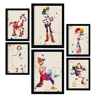 Nacnic Toy Story Affiches. Illustrations de Style Aquarelle de Contes, Films et Livres Modernes pour Enfants. Design dint&eacute;rieur et d&eacute;coration. A4 & A3