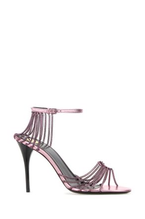 Saint Laurent Womens Babylone Heel Sandal Pink Metal