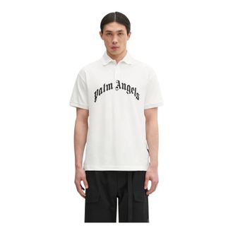 Palm Angels Curved Logo Polo SS - - Tops - Herren - Wei&szlig; - XL