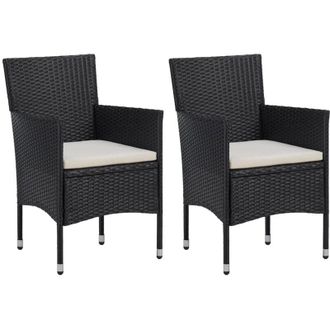 vidaXL Vidaxl - Chaises de jardin lot de 2 R&eacute;sine tress&eacute;e Noir