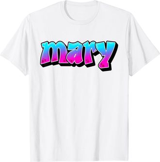 BDAZ Mary Graffiti Personalisierter Name Blau Rosa Frauen M&auml;dchen T-Shirt