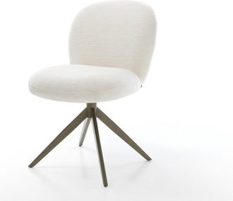 DELIFE Drehstuhl Nube-Flex Boucl&eacute; Soft Beige Kreuzgestell breit Effektfinish Titan 360&deg; drehbar Wippfunktion Taschenfederkern, Esszimmerst&uuml;hle