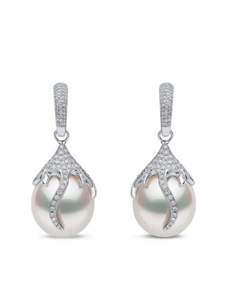 Yoko London boucles doreilles Baroque &agrave; perles et diamants - Argent