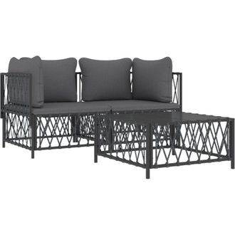 vidaXL 3-tlg. Garten-Lounge-Set mit Kissen Anthrazit Stahl Vidaxl