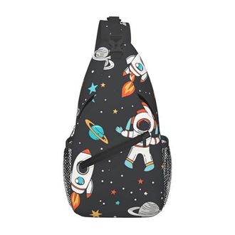 Generic Sacoche Port&eacute; &eacute;paule Espace Astronaute &Eacute;toile Galaxie Plan&egrave;te R&eacute;glable Sac Bandouli&egrave;re Polyester Crossbody Bag pour Voyage Cyclisme Homme
