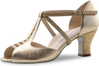 Werner Kern Chaussures de danse Holly pour femme - En cuir platine/beige - Largeur normale - 6 cm - Cuban - Fabriquées en Italie, Beige platine, 39 1/3 EU