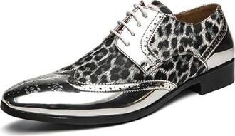 Generic Chaussures habill&eacute;es Oxford for Hommes &agrave; Lacets Patchwork Brogue Bout Rond en Cuir Verni antid&eacute;rapant Bas Classique(Argent,45 EU)