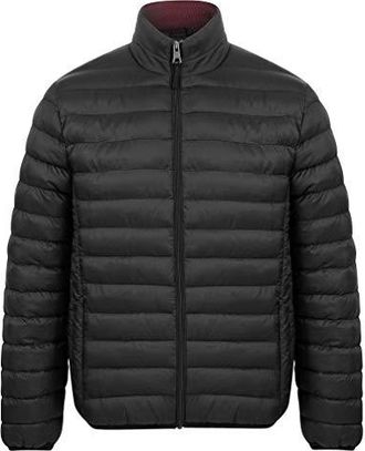 Tokyo Laundry Inigo Funnel Neck Quilted Puffer Jacket in Jet Black/Burgundy - Tokyo Laundry - L