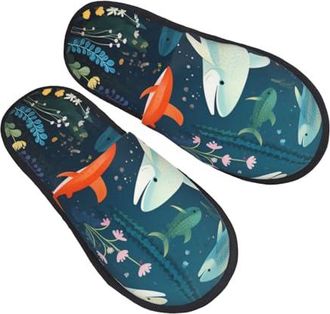 Generic Océan Dauphin Mer De Corail Pantoufles Moelleuses Automne Pantoufle Hiver Chaussures Pour Unisex Homme Extérieur L