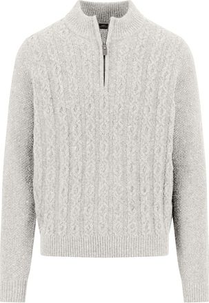 Fynch-Hatton Troyer aus Wollmix mit Zopfmuster Winter White/L