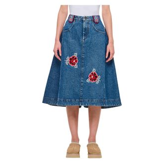 MOLLY GODDARD Femme, Jupes, Bleu, Taille: 34 FR Denim Midi Skirt