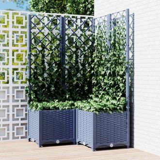vidaXL Jardini&egrave;re avec treillis Gris fonc&eacute; 80x80x136 cm pp