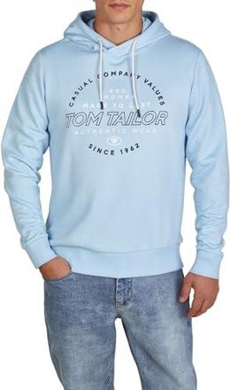 Tom Tailor Sweat à capuche pour homme - Coupe droite - Imprimé noir vert bleu - Tailles S, M, L, XL, XXL, 3XL, Bleu ciel moyen (34591), XXL