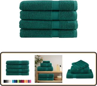 vidaXL Premium-Handtücher solund 4 Stk. Grün 100x200 cm 600 g/m² - Baumwolle - Handtücher - Badezimmertextilien - Grüne Handtücher - Große Handtücher